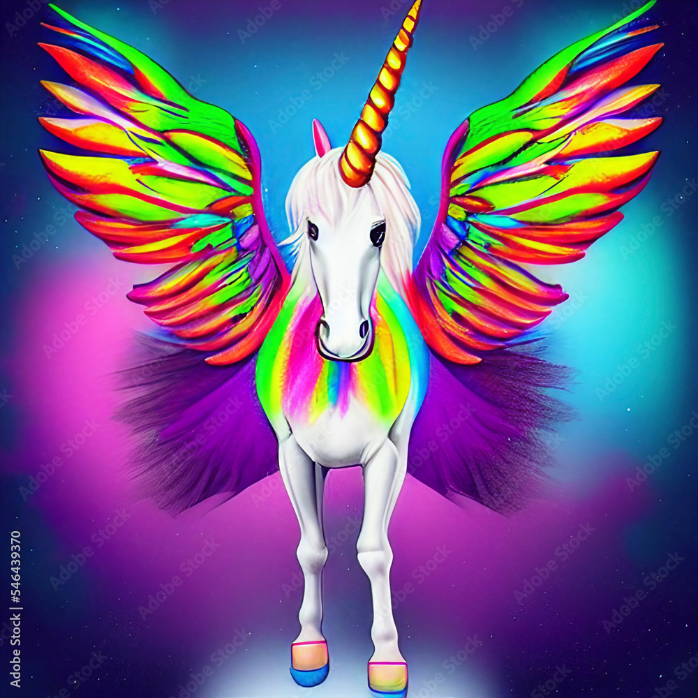 Colorful Cartoon Illustration of a Unicorn Stock Illustration | Adobe Stock