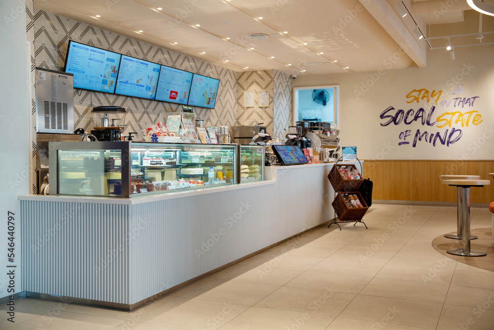 PENANG, MALAYSIA - 15 NOV 2022: Modern interior view of The Coffee Bean ...