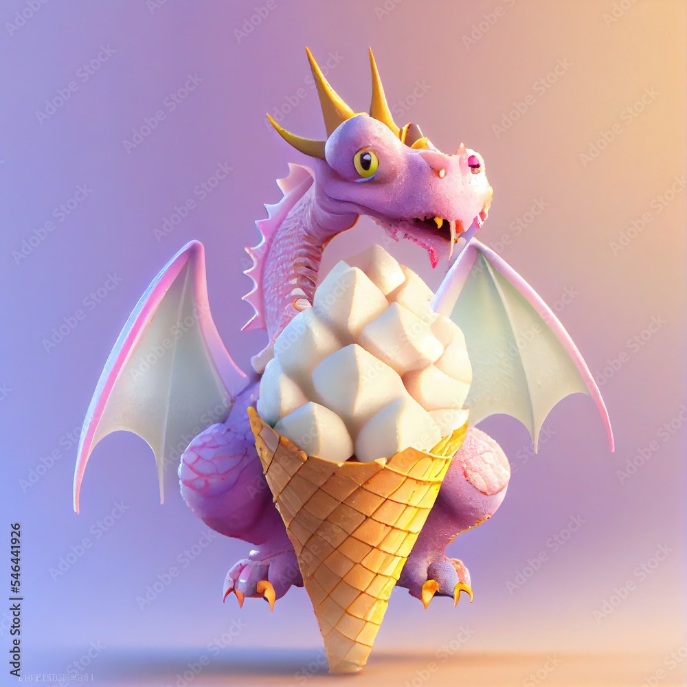 Dragon ice cream character generated with Artificial Intelligence Stock Illustration | Adobe Stock