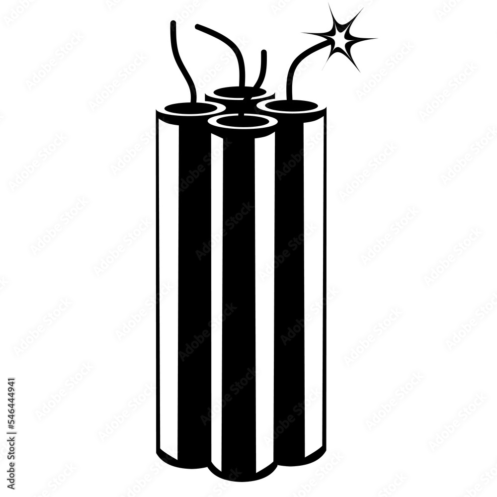 Vector illustration of three black sticks of dynamite with burning ...
