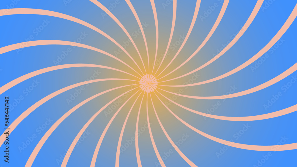 aesthetic gradient blue and yellow spin helix, spiral sunburst ...