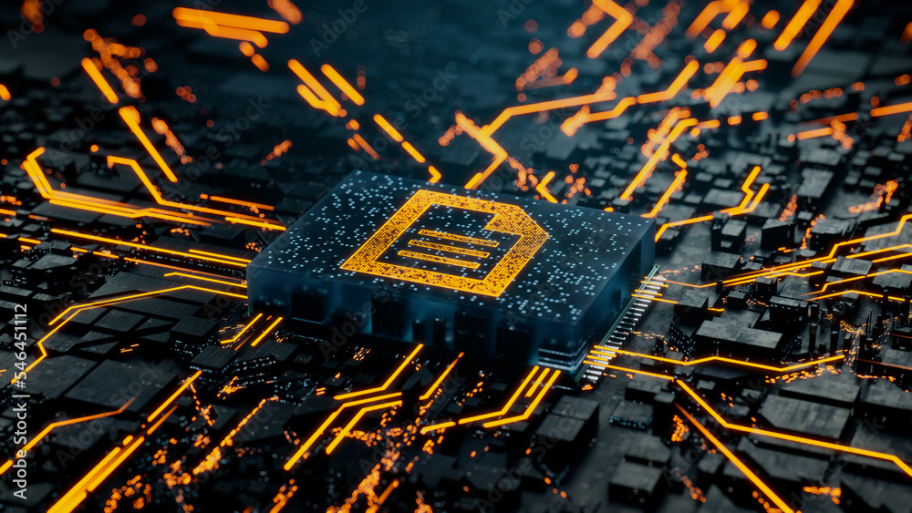 Word document Technology Concept with document symbol on a Microchip ...