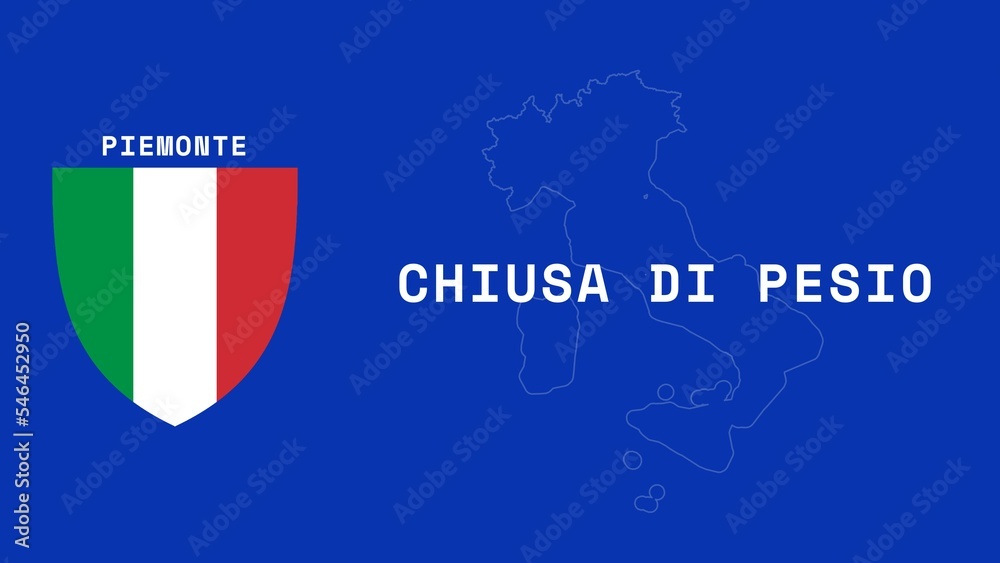 Chiusa di Pesio: Illustration mit dem Ortsnamen der italienischen Stadt ...