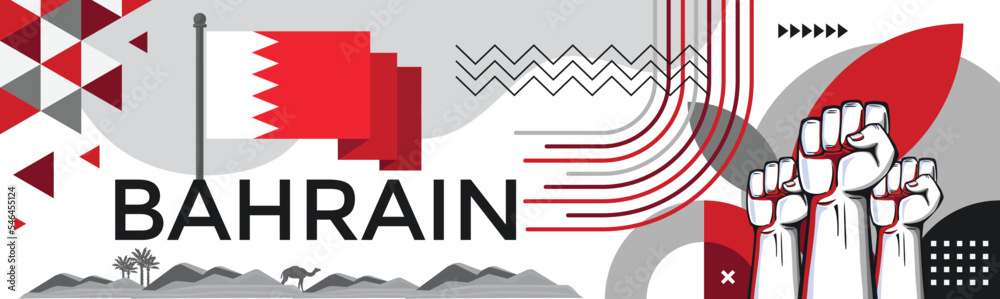 Bahrain national day banner with Bahraini flag colors theme background ...