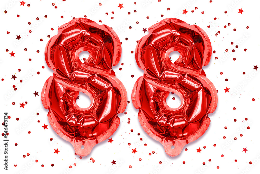 The number of the balloon made of red foil, the number eighty-eight on ...