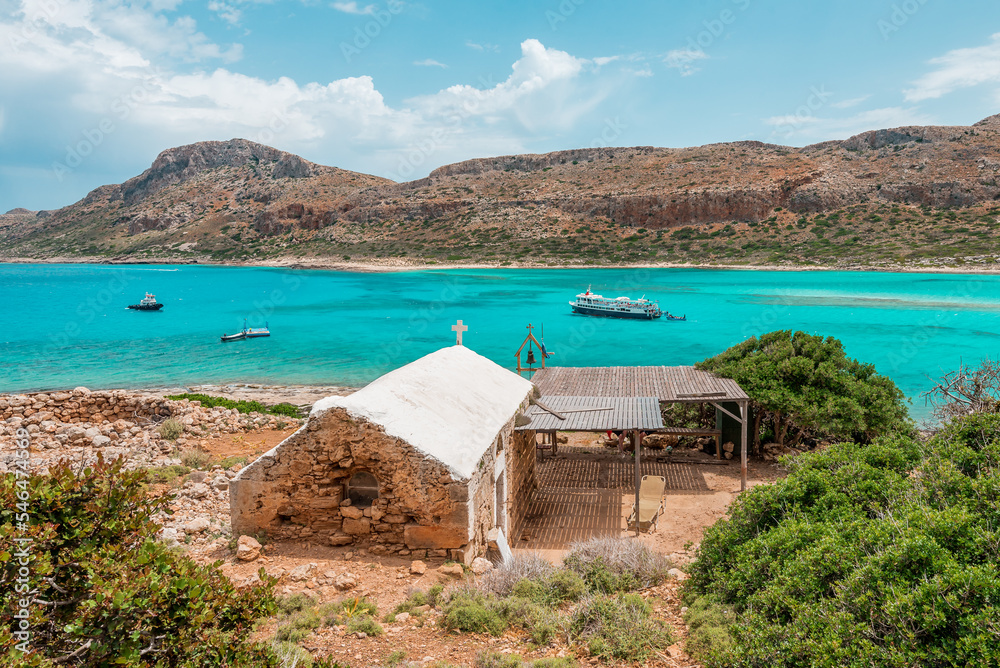 Balos lagoon, crete island, greece: view to gramvoussa island with ...