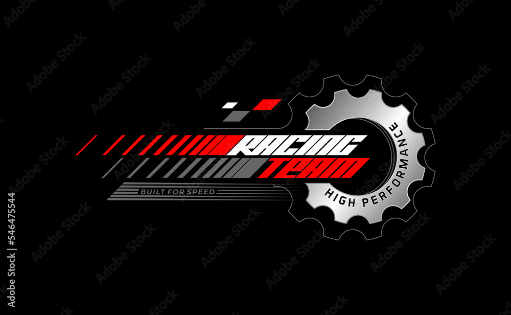 racing team trendy fashionable vector t-shirt and apparel design ...
