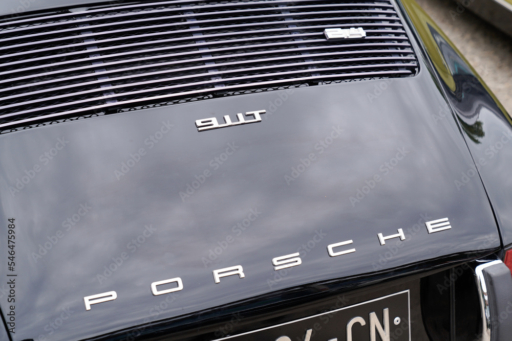 Porsche 911 2.4 911t logo sign and brand text motor hood classic sport ...
