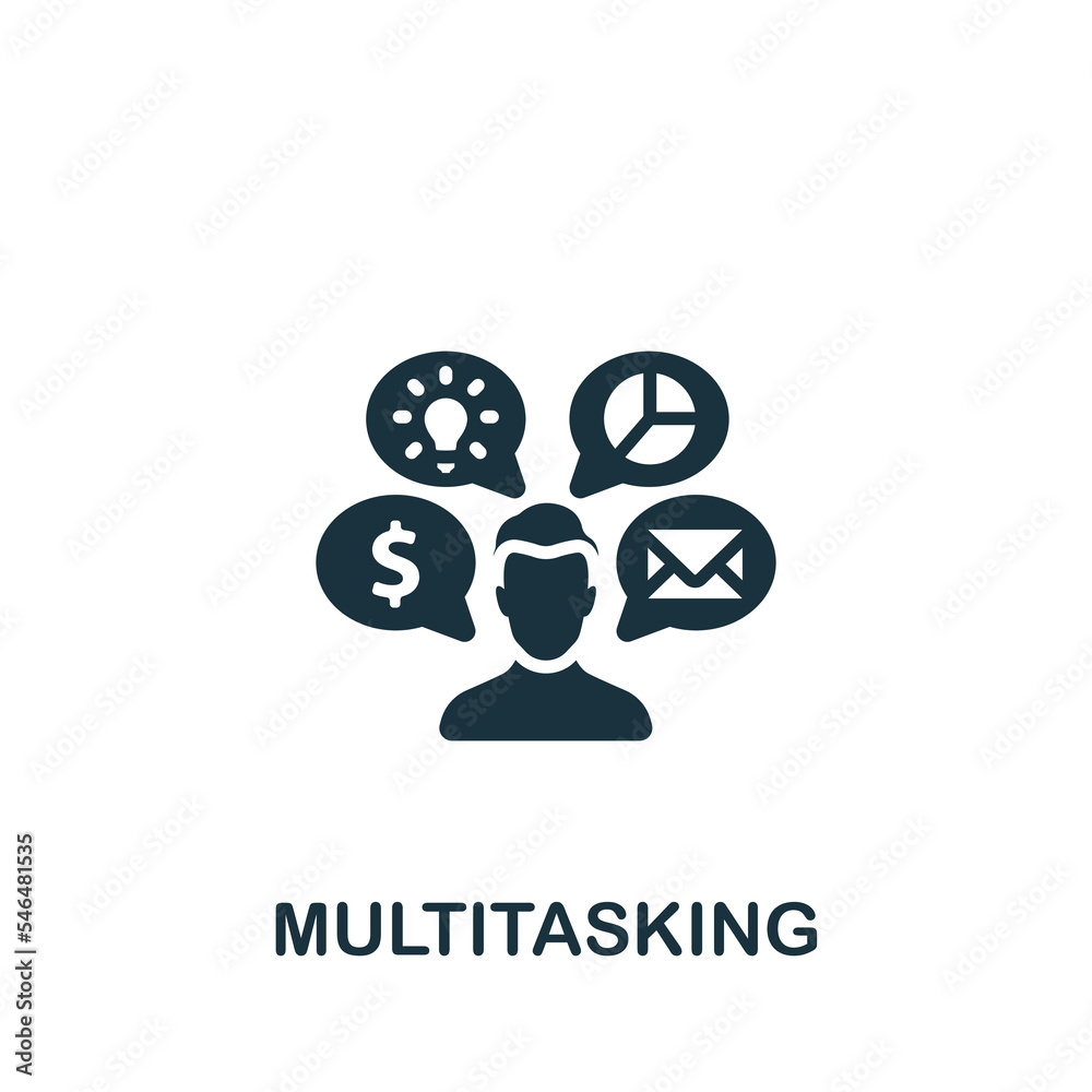 Multitasking icon. Monochrome simple Project Management icon for ...