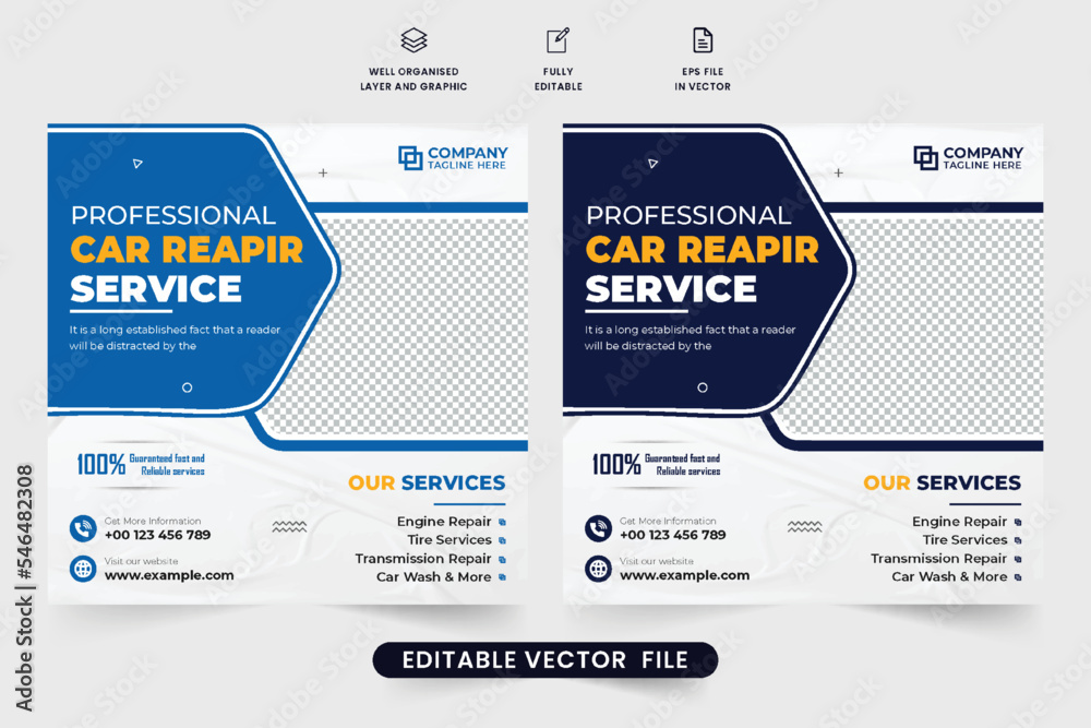 Vecteur Stock Vehicle repair business advertisement template vector for ...