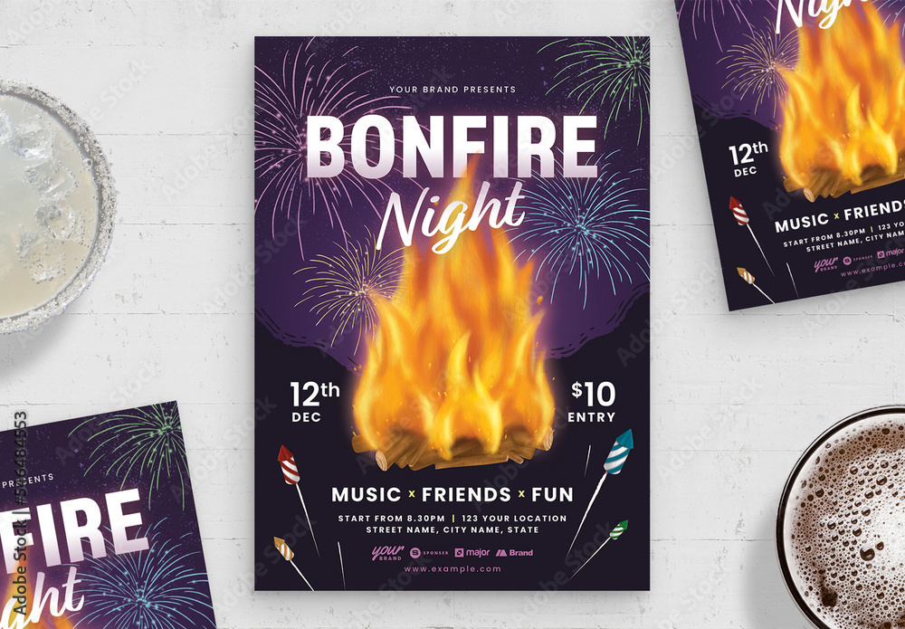 Bonfire Night Flyer Template Stock Template | Adobe Stock