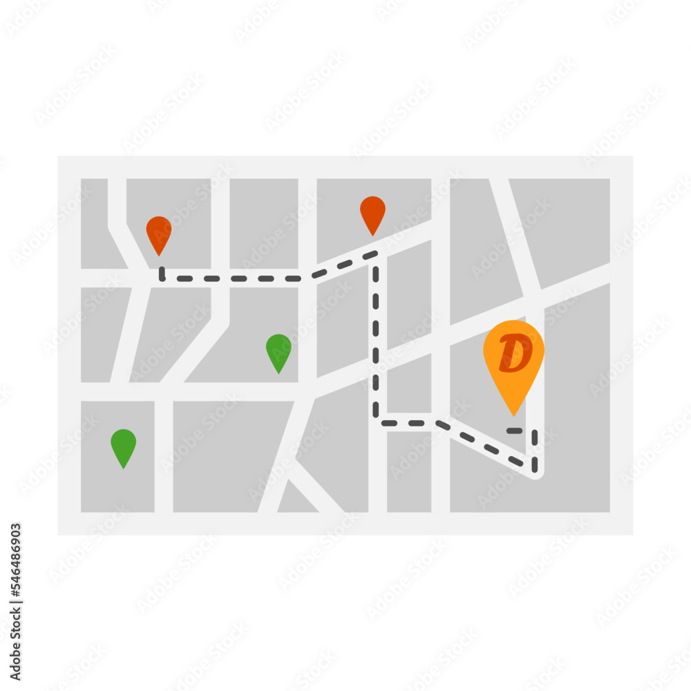 Delivery service courier route map. Courier delivery element vector ...