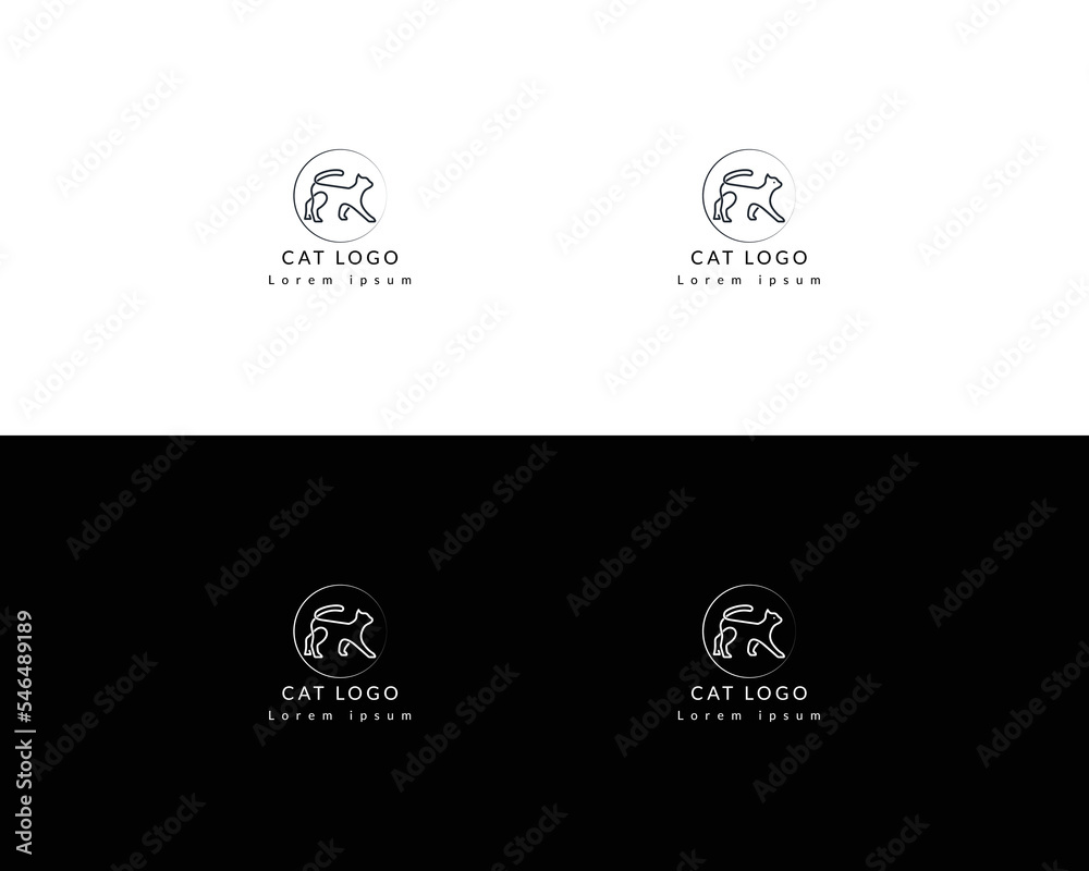 Grafika wektorowa Stock: Running Cat logo design template vector, line ...