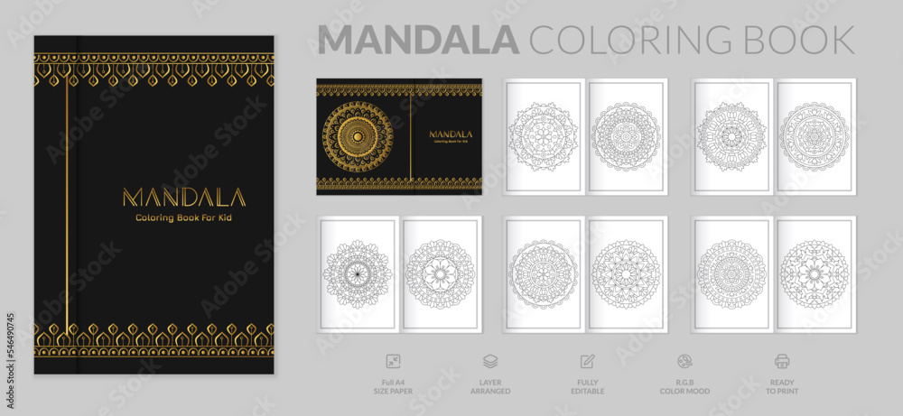 Ready to print 10 page with cover page beautiful mandala coloring book ...
