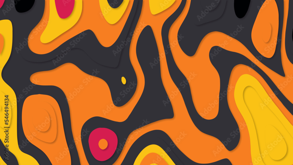 3D papercut layers, paper cut vector art background. Topographic canyon ...