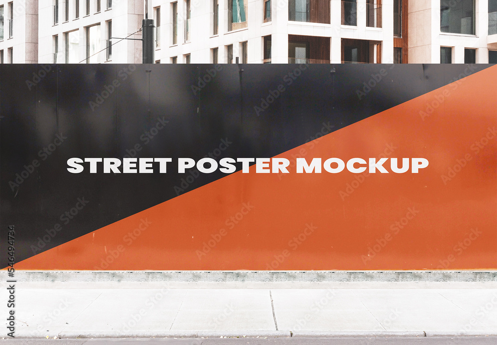 City Hoarding Street Outdoor Poster Mockup Stock Template | Adobe Stock