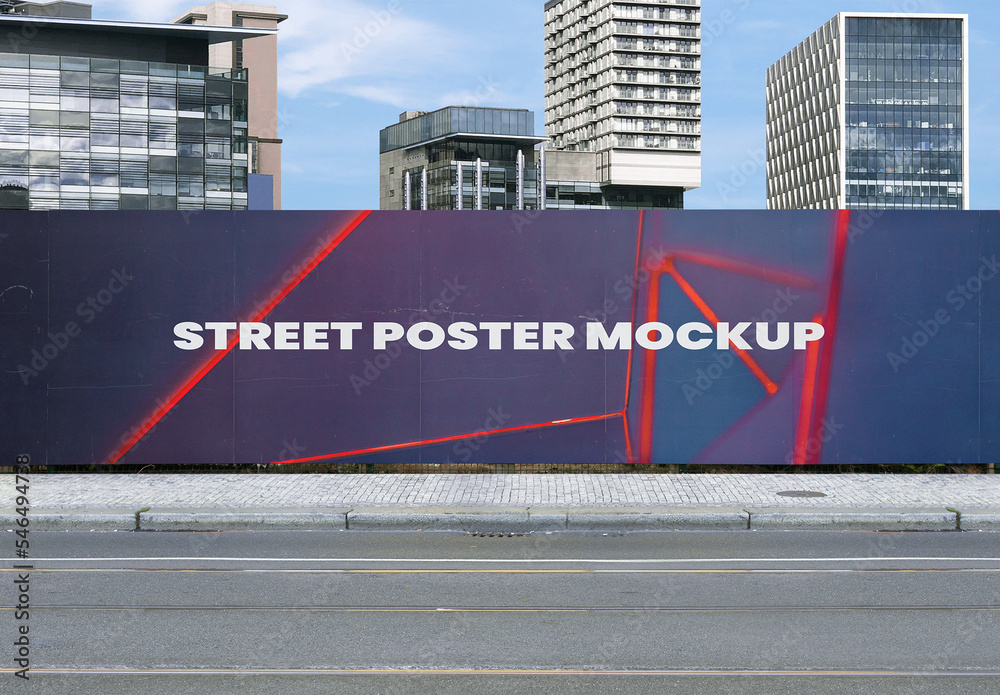 City Hoarding Street Outdoor Poster Mockup Urban Stock Template | Adobe ...