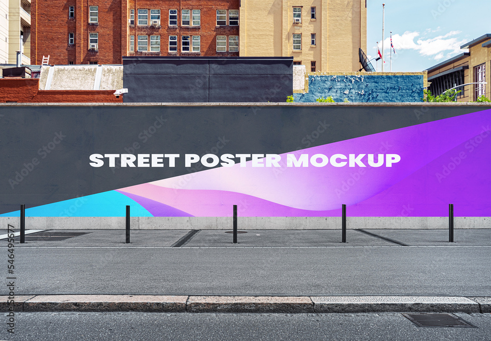 Street Outdoor Hoarding Poster City Mockup Template Stock Template ...
