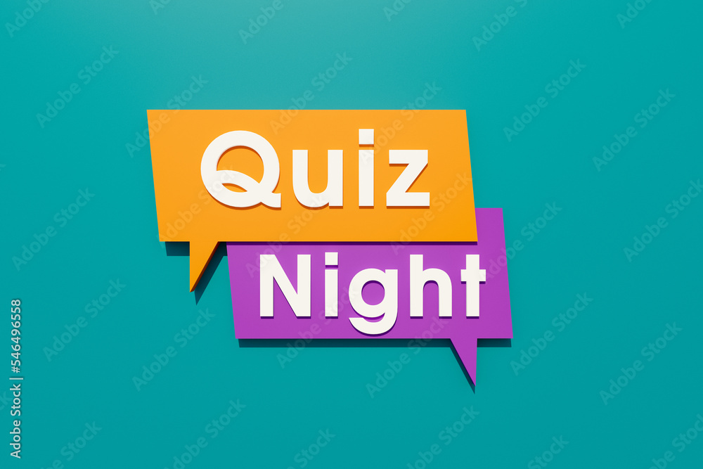 Quiz night - Colored banner, sign. Speech bubble and background in ...