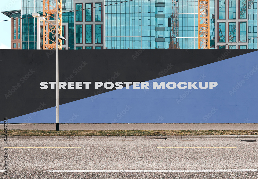 Street Outdoor Hoarding Poster City Mockup Template Stock Template ...