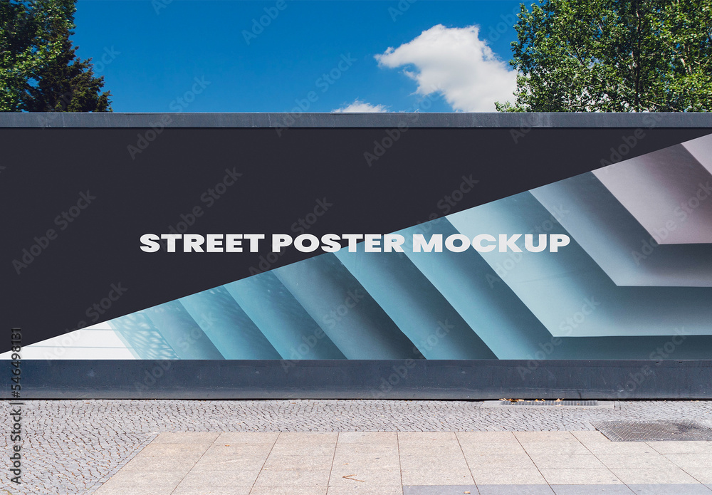Street Outdoor Hoarding Poster Urban Mockup Template Stock Template ...