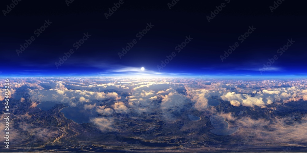Panorama of clouds, HDRI, environment map , Round panorama, spherical panorama, equidistant ...