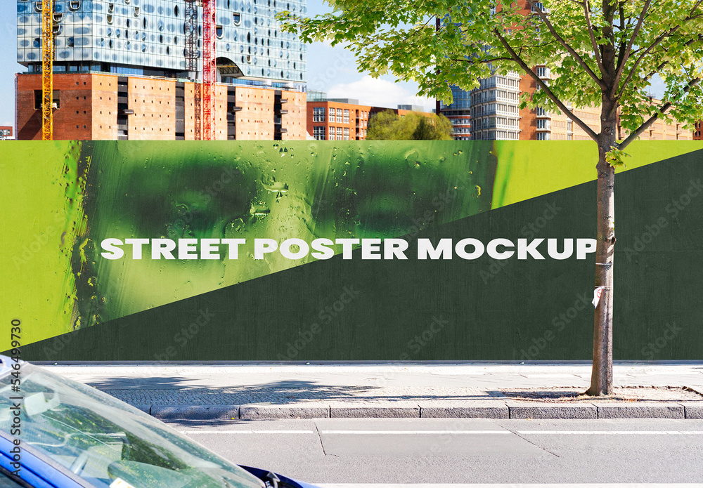 Street Outdoor Hoarding Poster Urban Mockup Template Stock Template ...