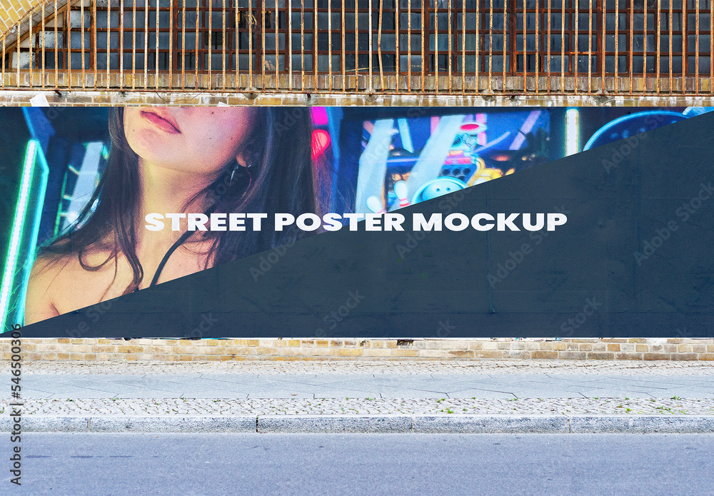 Street Outdoor Hoarding Poster City Mockup Template Stock Template ...
