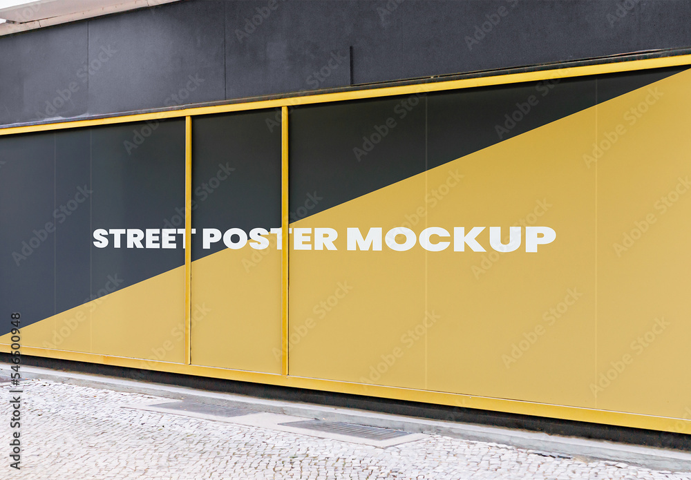 Street Outdoor Facade Poster City Mockup Template Stock Template ...