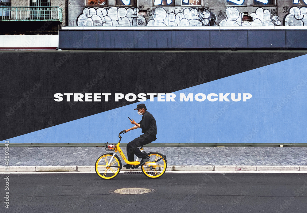 Street Outdoor Hoarding Poster City Mockup Template Stock Template ...