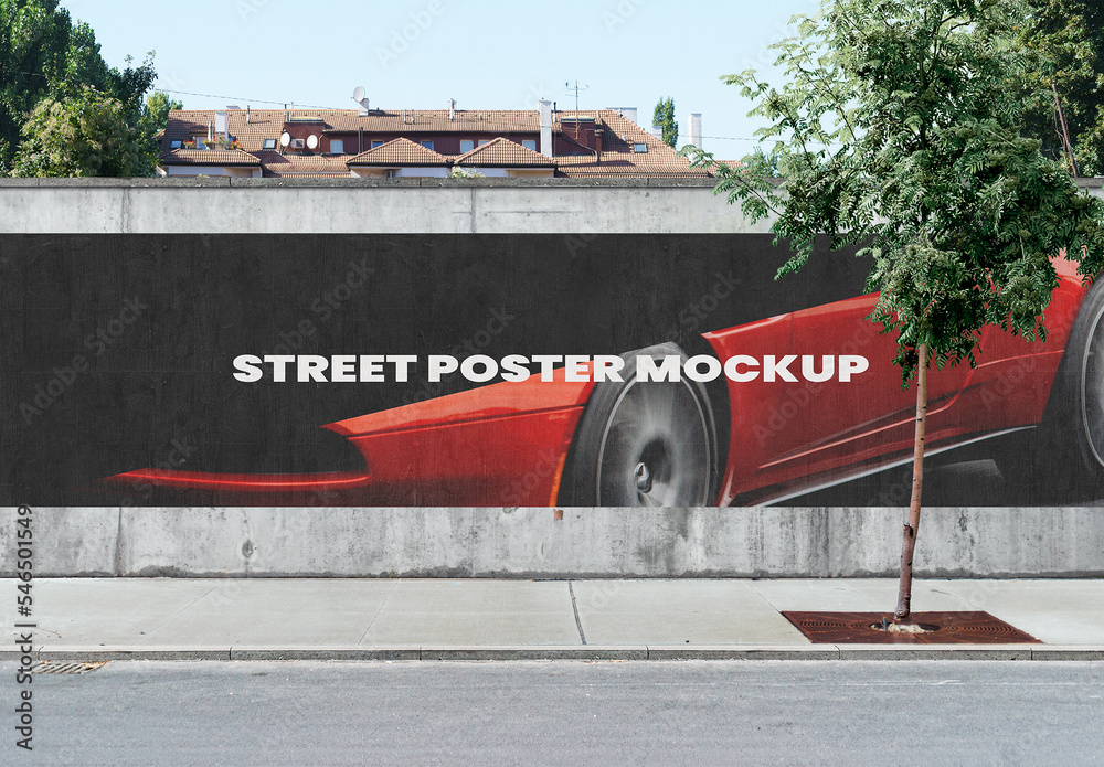 Street Outdoor Hoarding Poster City Mockup Template Stock Template ...