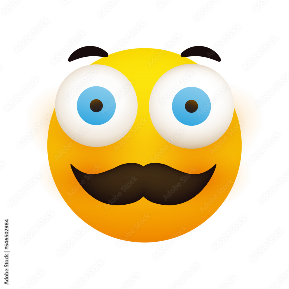 Surprised Emoji - Simple Emoticon with Pop Out Eyes and Mustache ...
