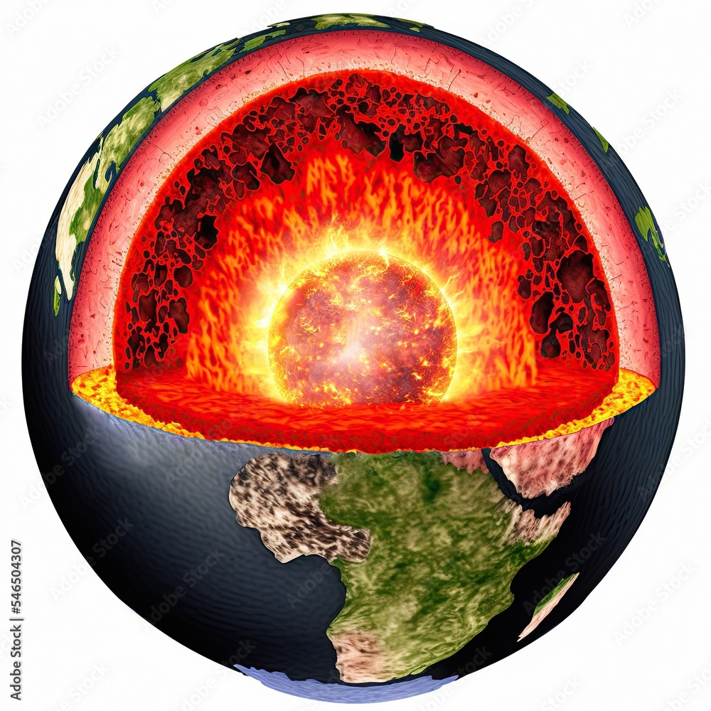 Cross-section cutaway of the planet Earth with lava inside, isolated on ...