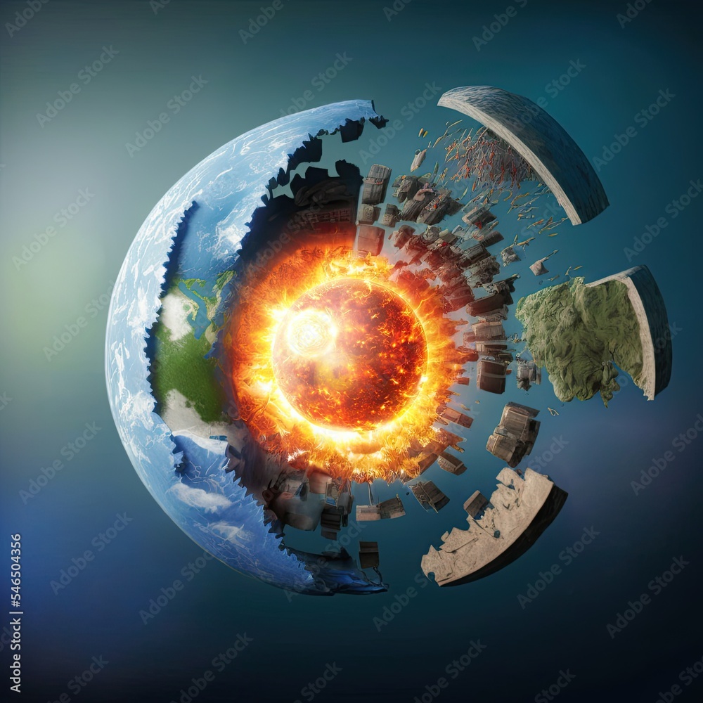 Cross-section cutaway of the planet Earth with lava inside, isolated on ...