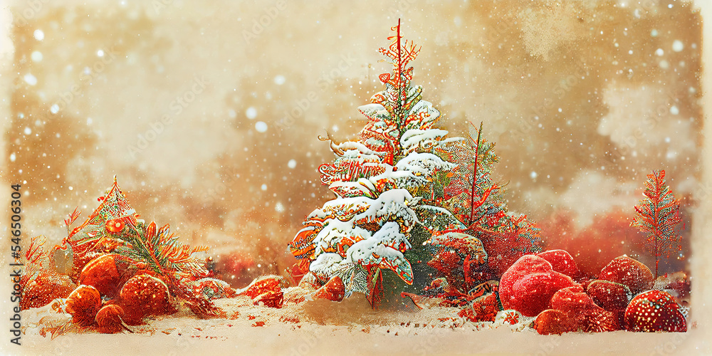 magical fantasy winter landscape with christmas tree as holiday ...