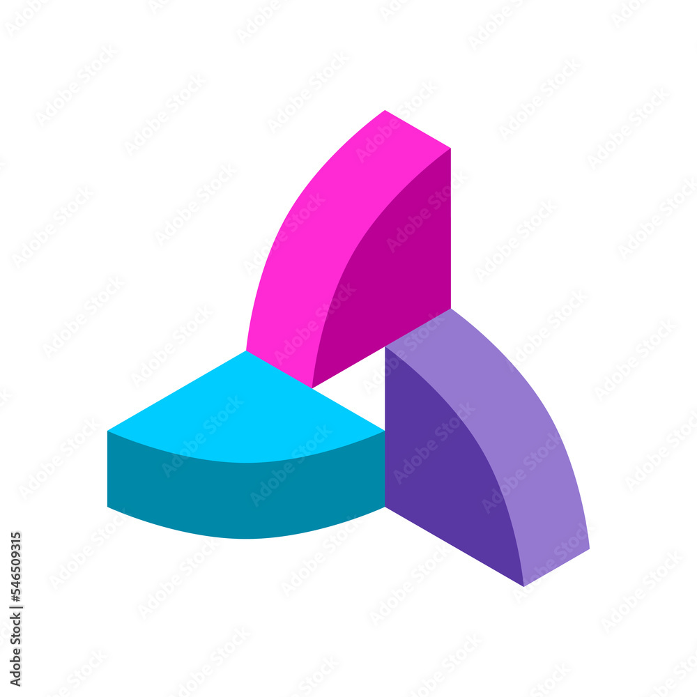 Colorful 2D logo design template. Quarters of a circle creative shape ...