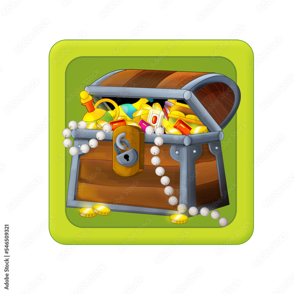 Cartoon element treasure chest isolated illustration for the children ...