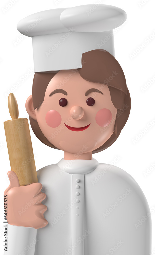 Cartoon character 3d avatar caucasian female professional baker Stock ...