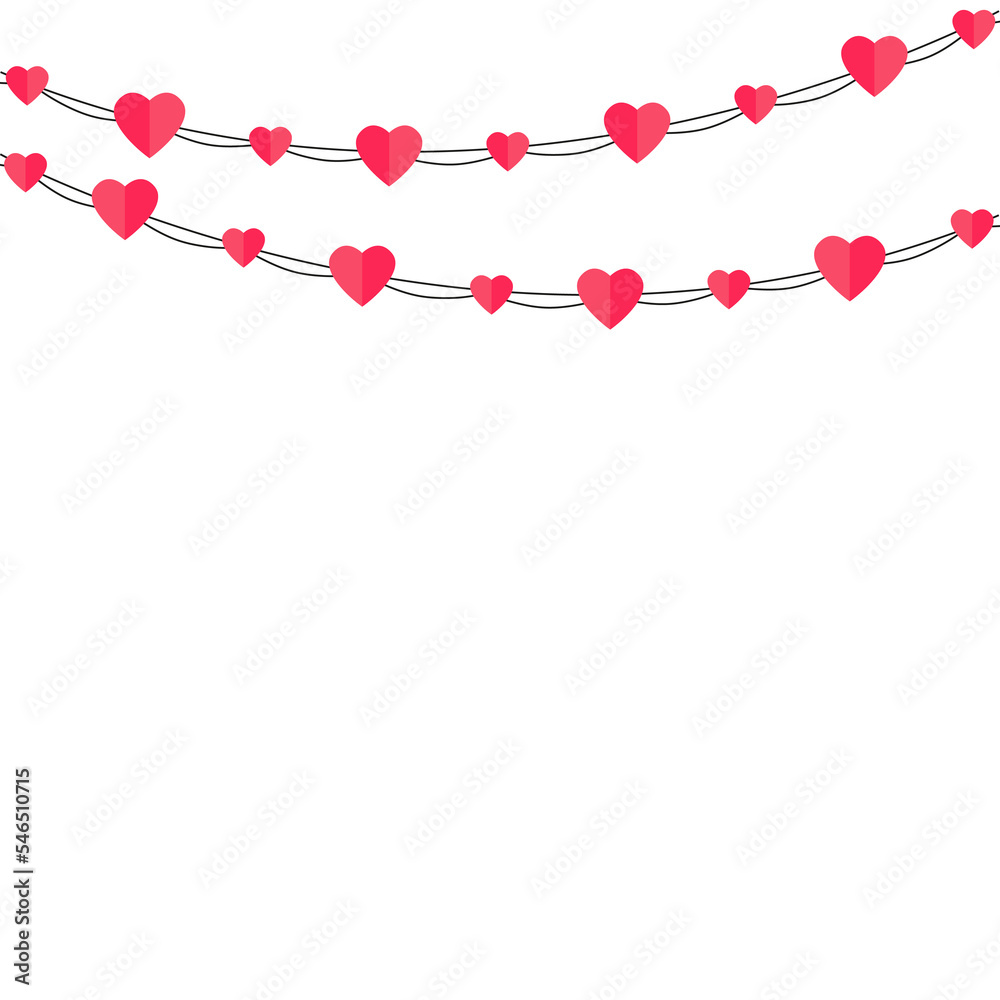Red hearts header on a transparent background Png. Red hearts Png ...