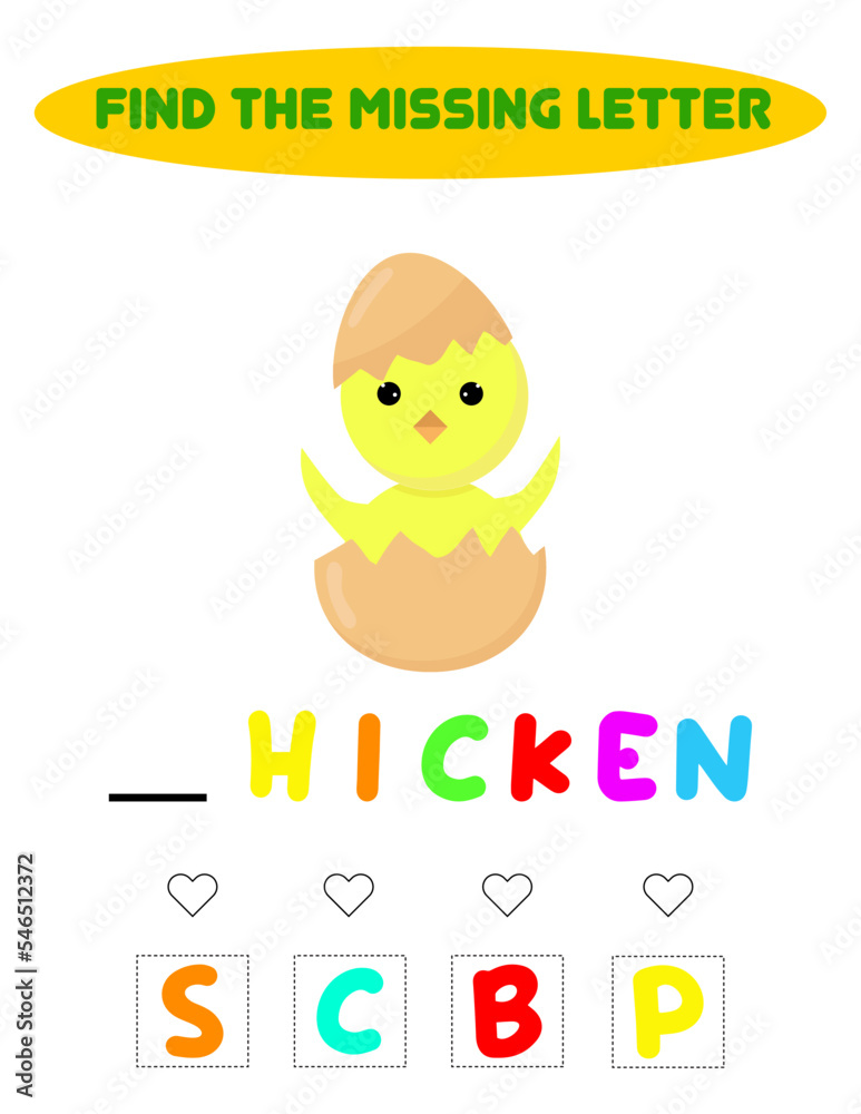 Find missing letter. Educational spelling game for kids.Education ...