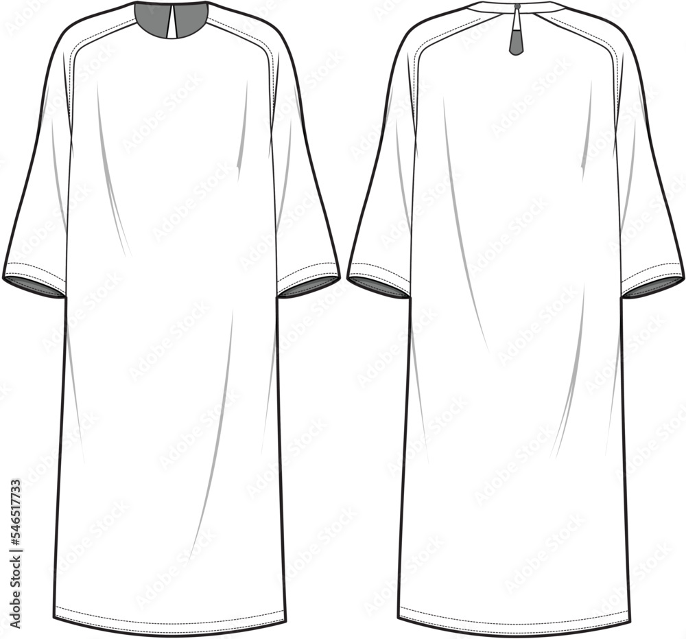 Raglan Sleeve Maxi Dress, Abaya, Modesty Dress Front and Back View ...