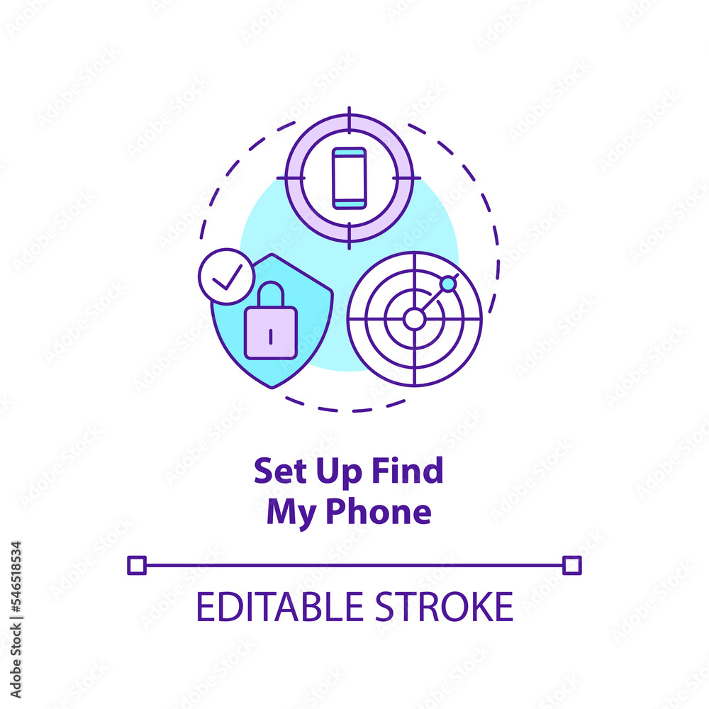 Set up find my phone concept icon. Pinpoint lost device. Smartphone ...