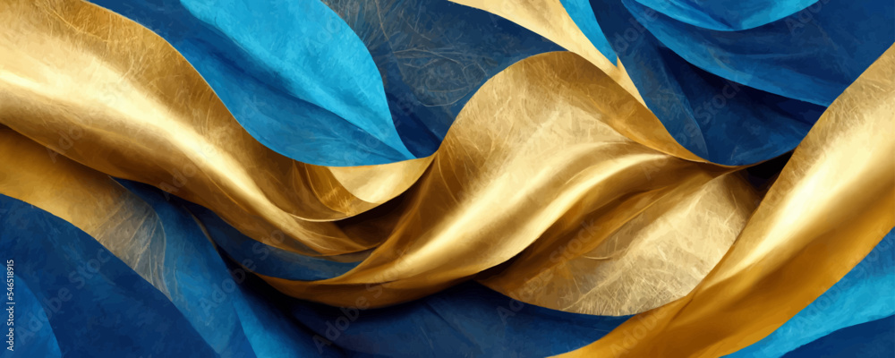 Abstract blue and gold waved shapes background Stock Vector | Adobe Stock
