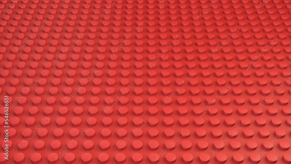 4k red toy construction bricks geometric rotating background, modern ...