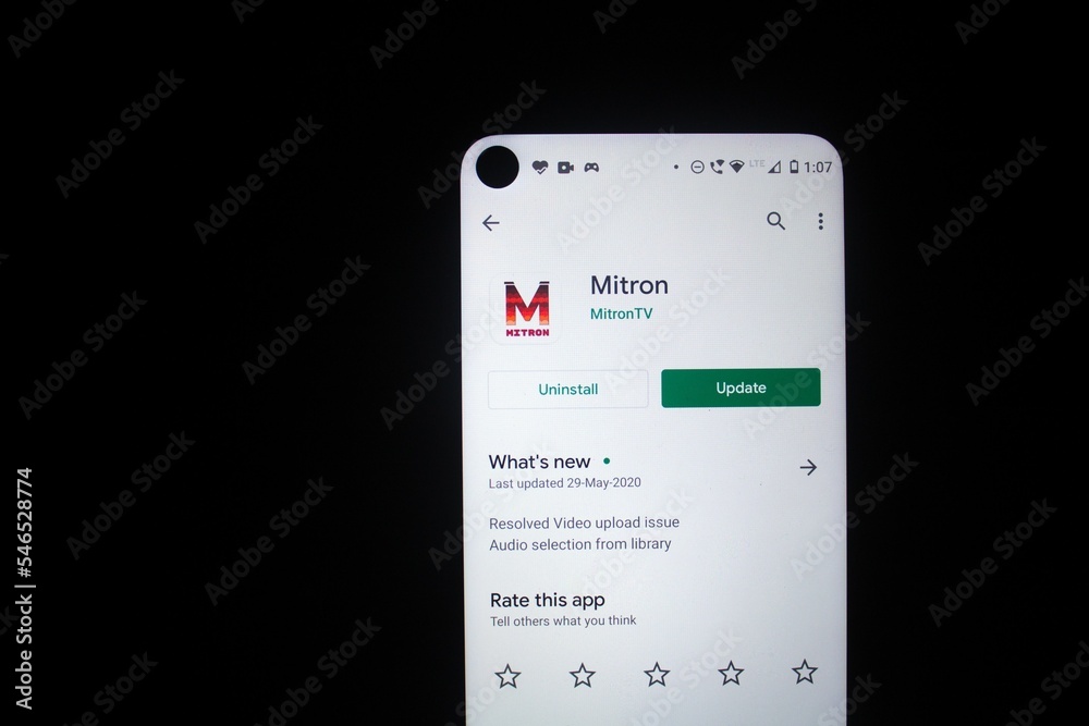 Indian app Mitron at Google Play Store, Dark Background Stock Photo ...
