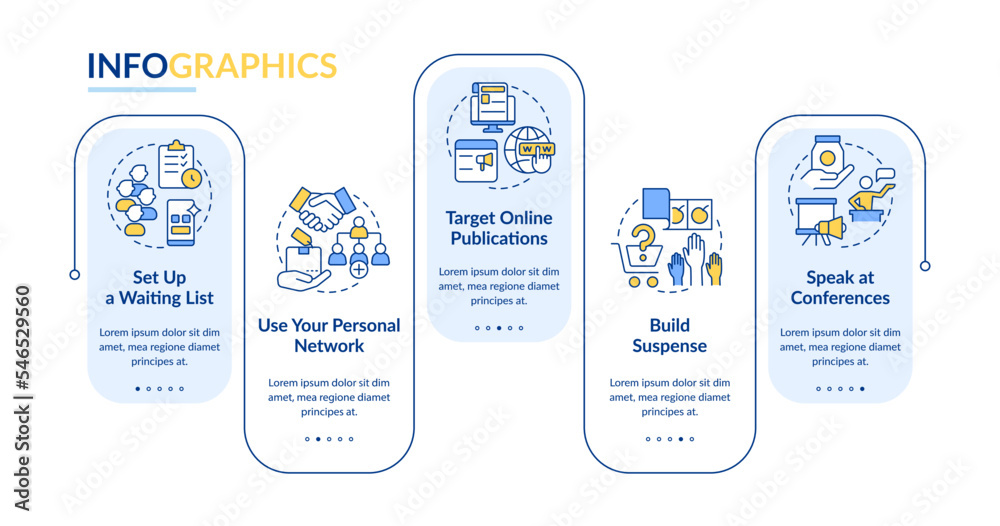 Getting first clients strategy rectangle infographic template. Data ...