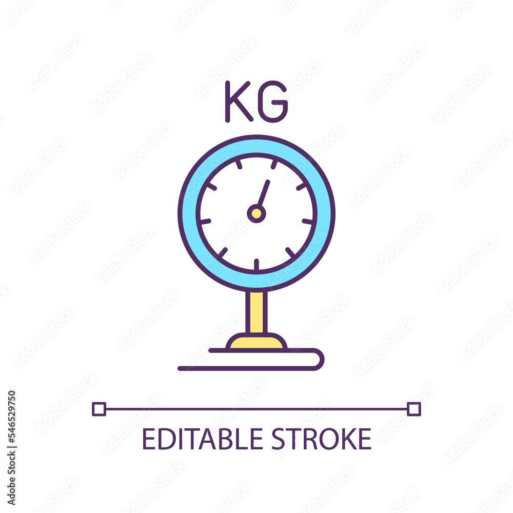 Weight RGB color icon. Kilograms scales. Traditional balance. Evaluate ...