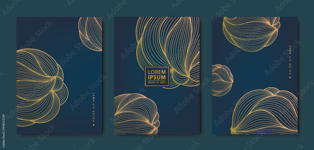 Vector japanese spheres, floral circle elements patterns. Floral golden ...