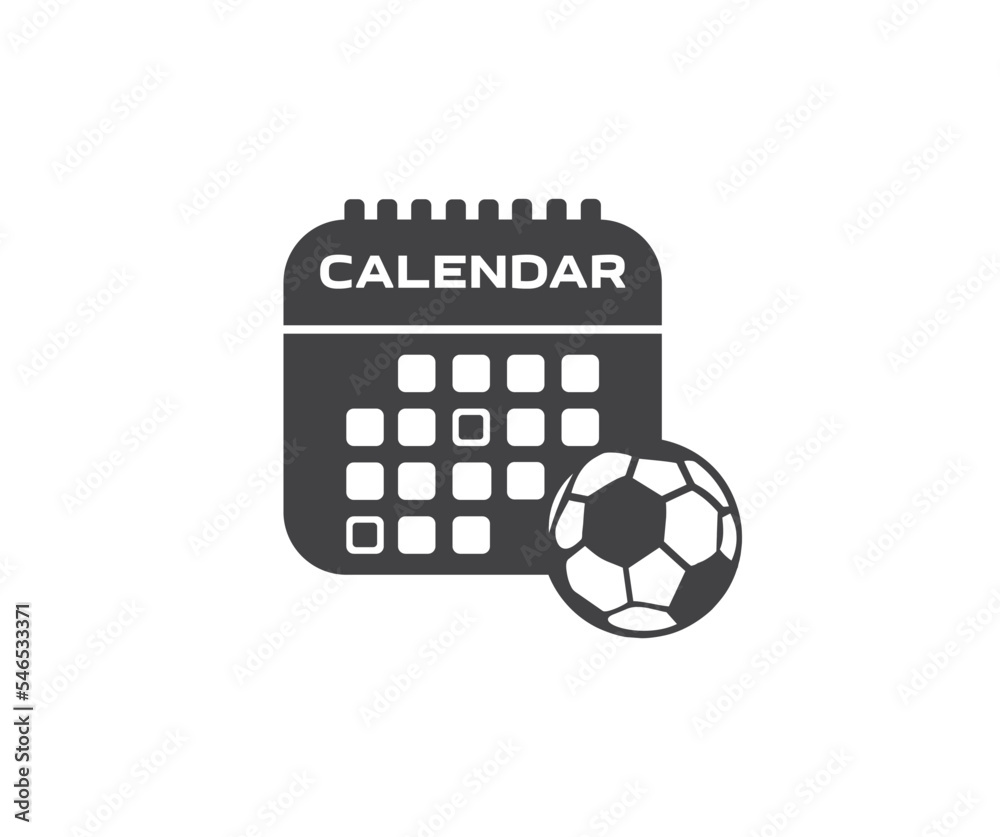 Soccer calendar reminder, soccer or football play schedule logo design ...
