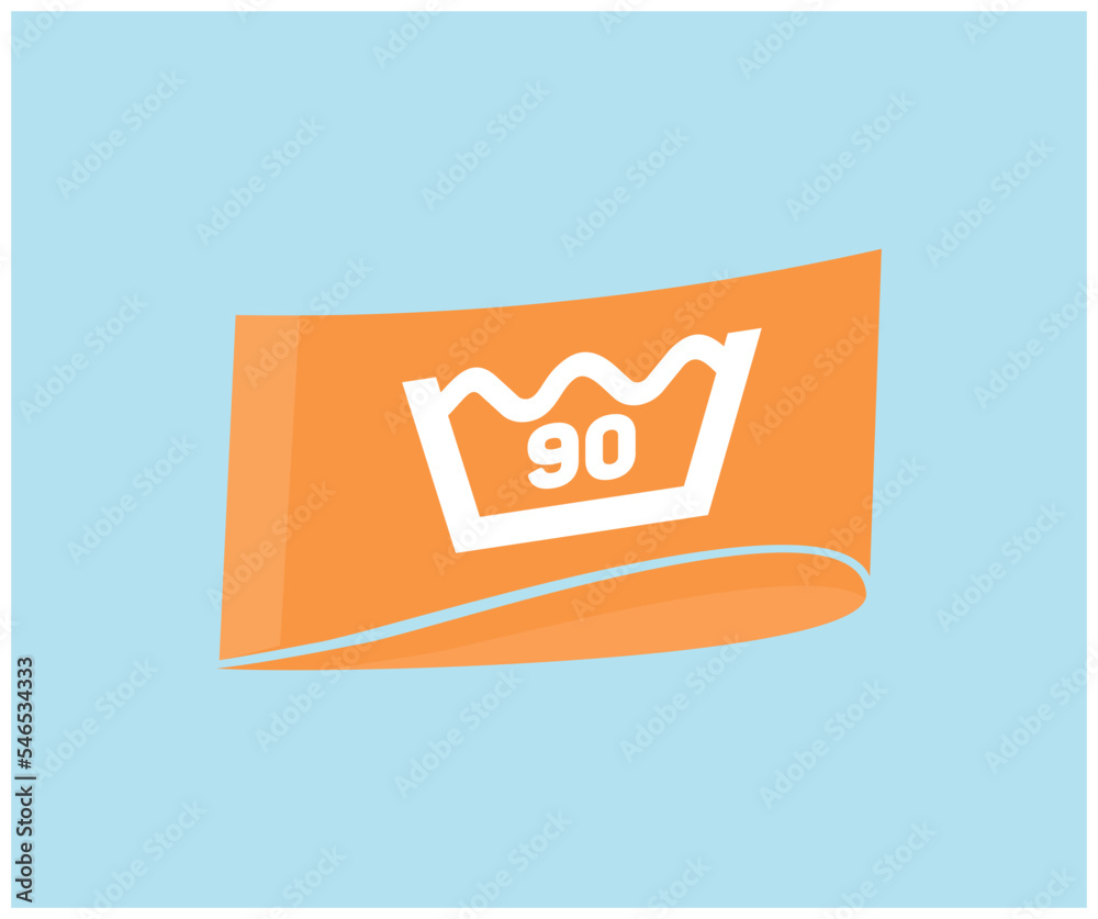 Wash at 90 degree label logo design. Water temperature 90C. Laundry ...